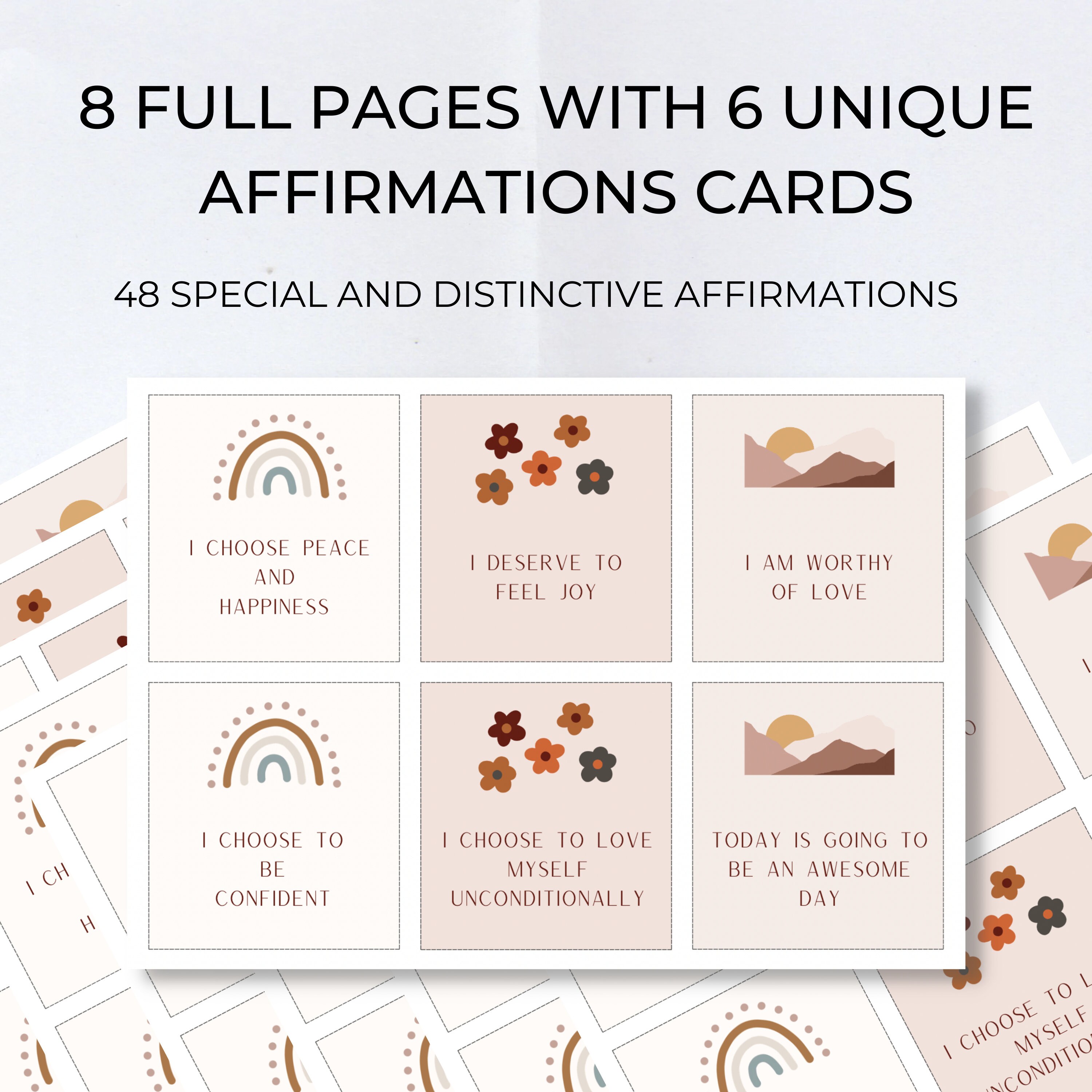 Boho Affirmations Printable Affirmation Cards Motivational Cards Set ...