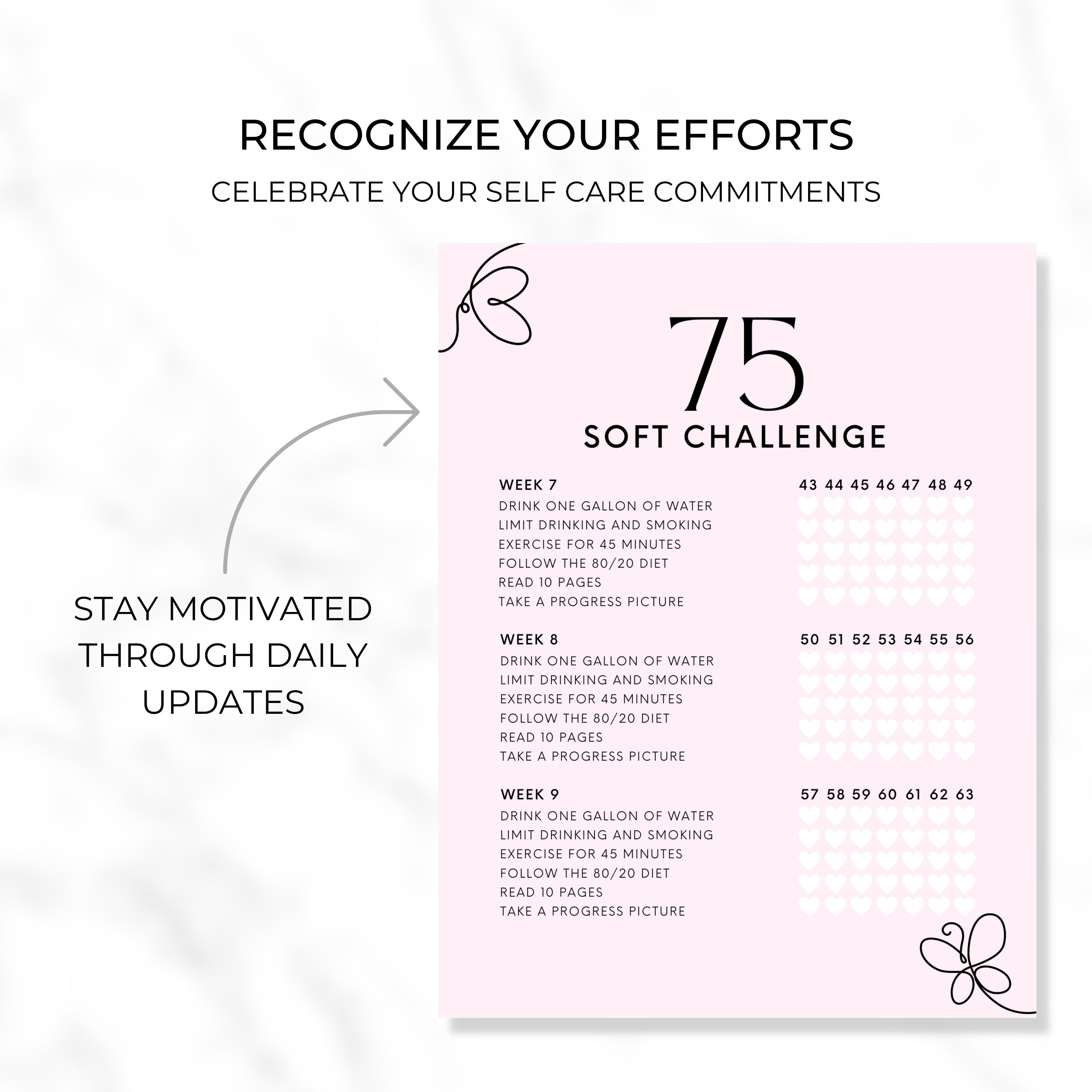 75 Soft Challenge With Progress Tracker - Etsy