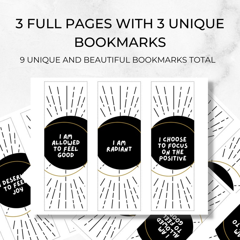 Boho Bookmarks | Black and White Bookmarks | Cute Bookmark Set ...