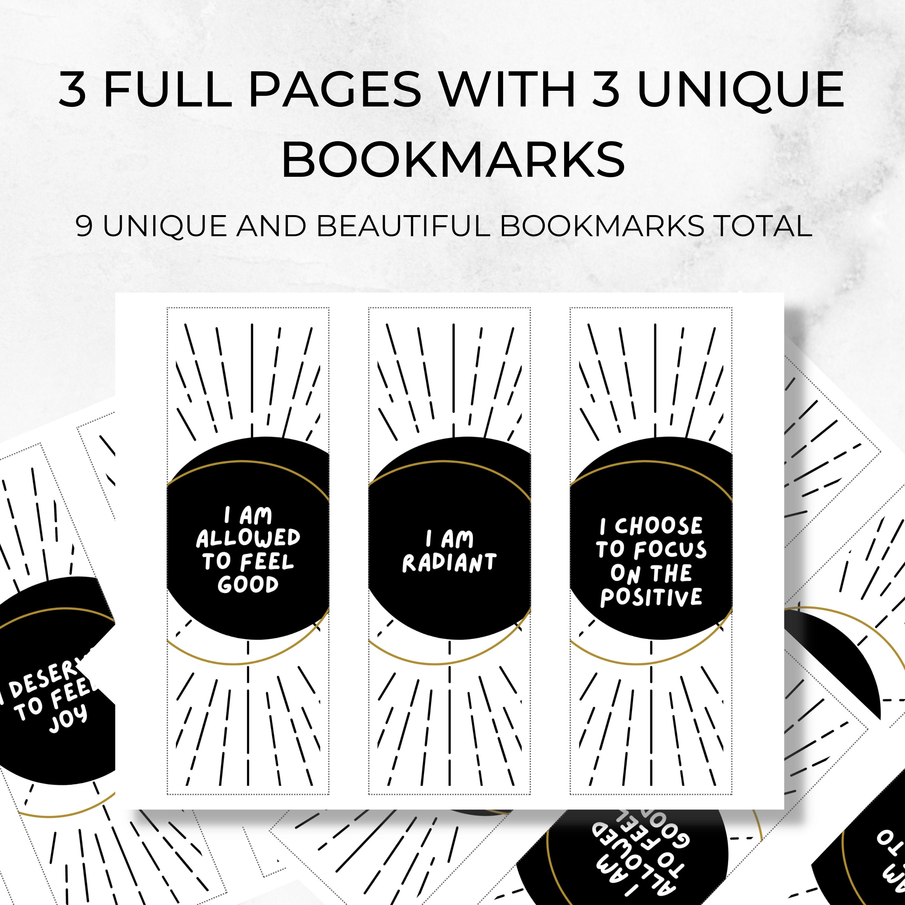 Boho Bookmarks Black and White Bookmarks Cute Bookmark Set - Etsy