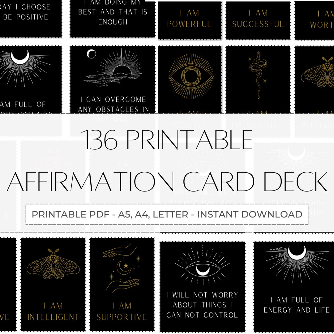 Black Affirmation Cards | Affirmation Deck Cards | Printable Affirmation Cards | Motivational ...