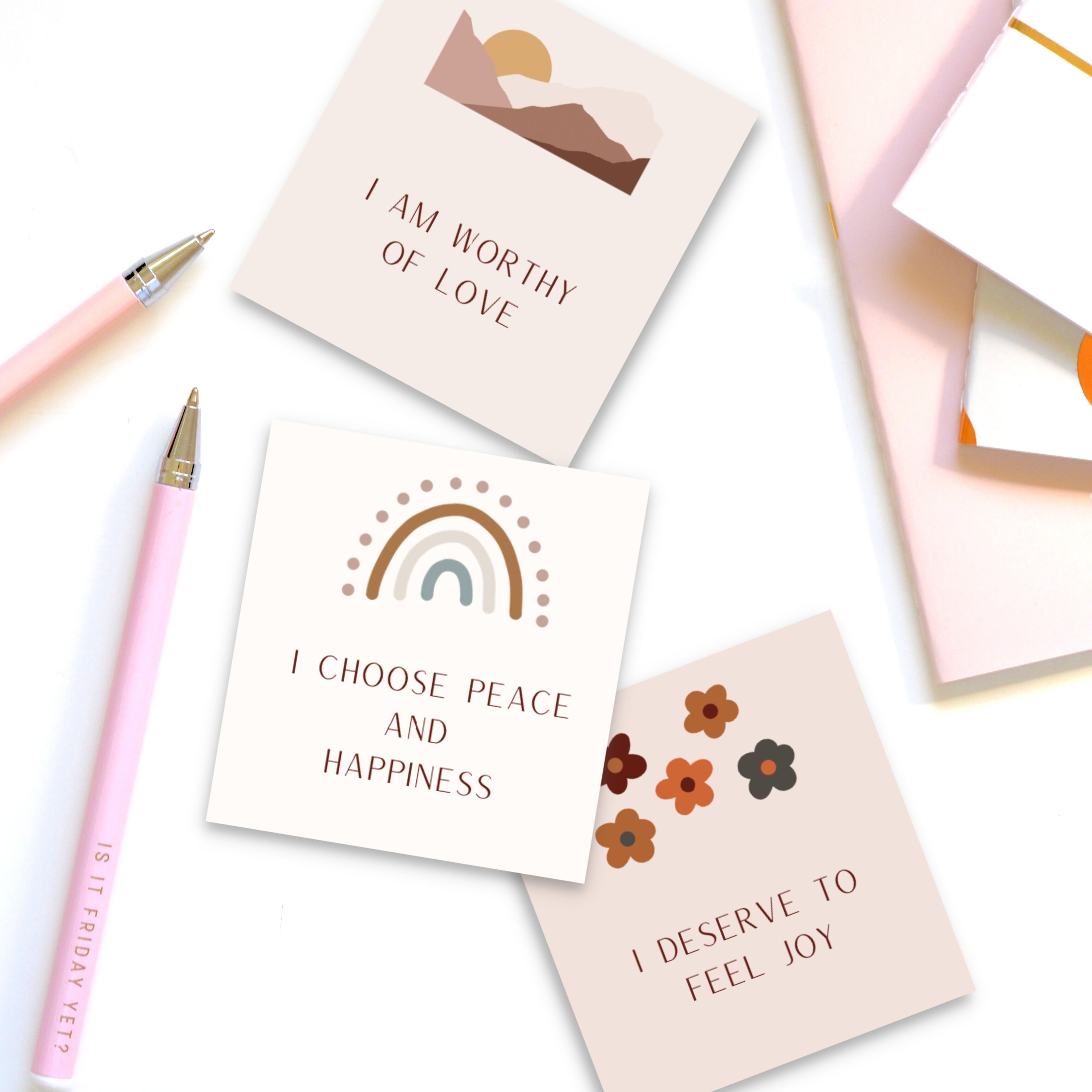 Boho Affirmations Printable Affirmation Cards Motivational Cards Set ...