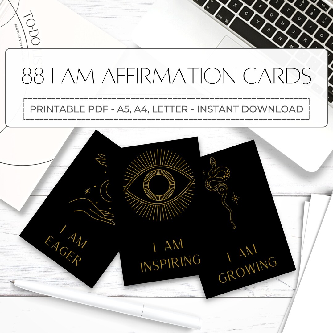 Black Affirmation Cards | Printable Affirmation Cards | Motivational ...