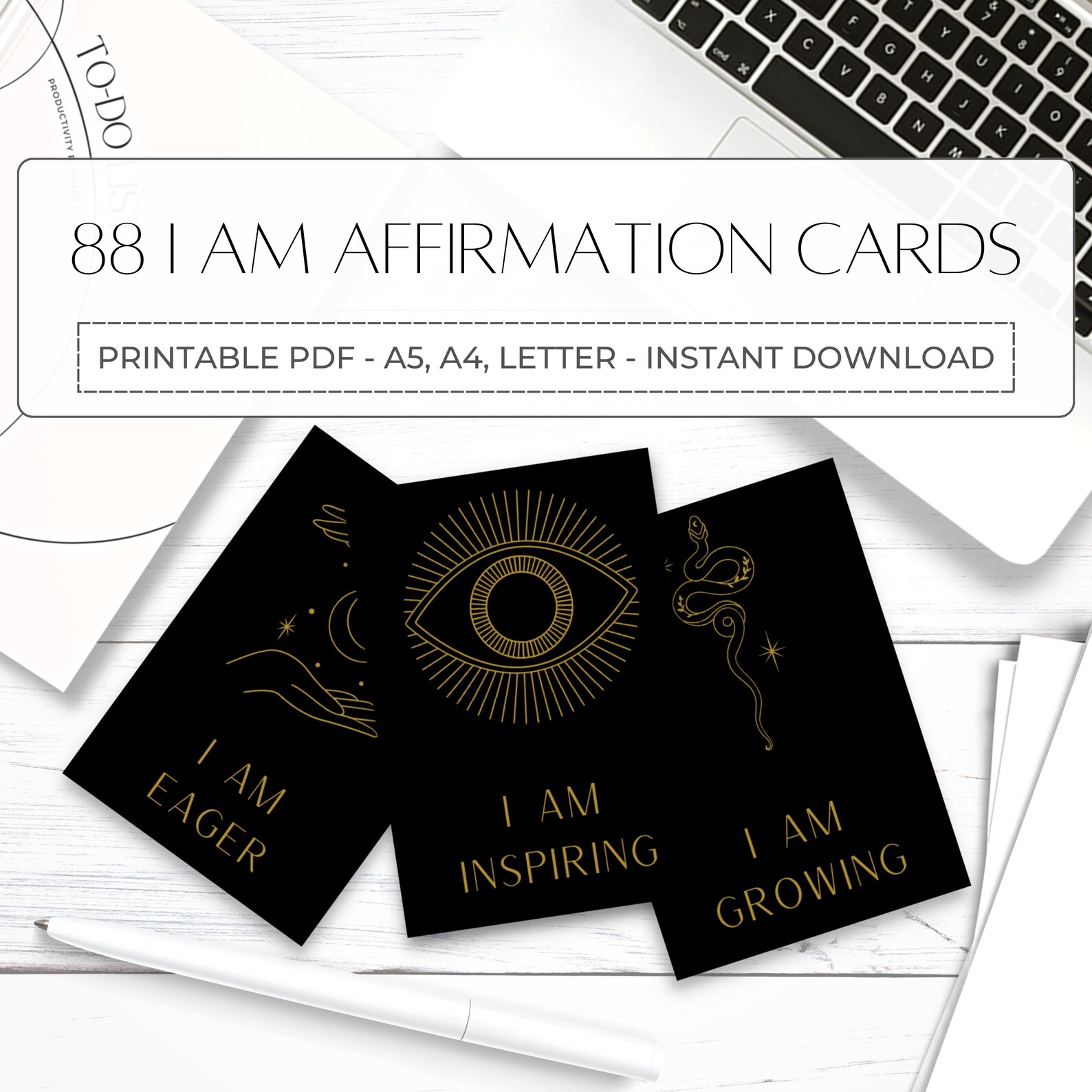 Black Affirmation Cards Printable Affirmation Cards Motivational Cards ...