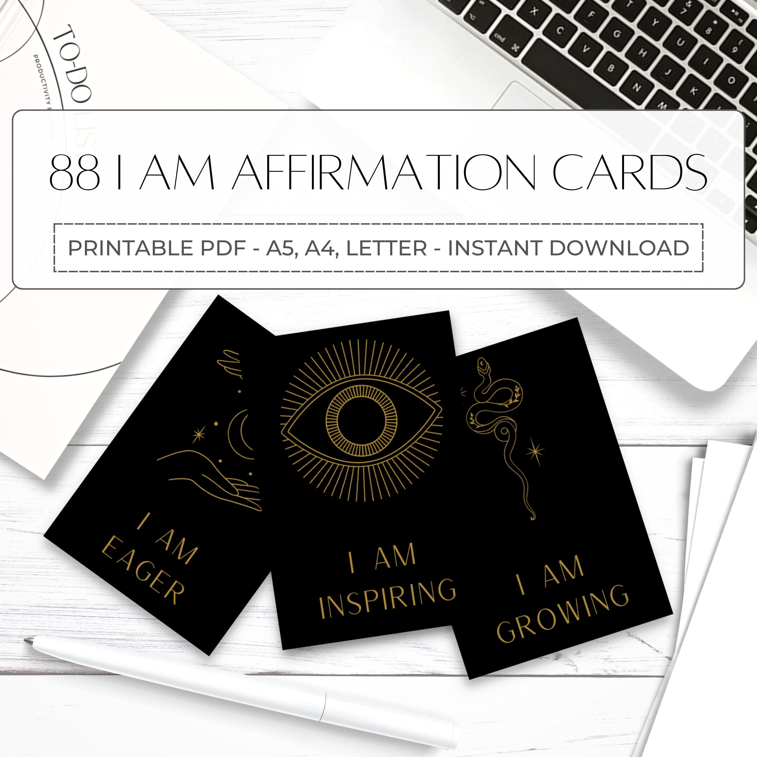 Black Affirmation Cards | Printable Affirmation Cards | Motivational ...