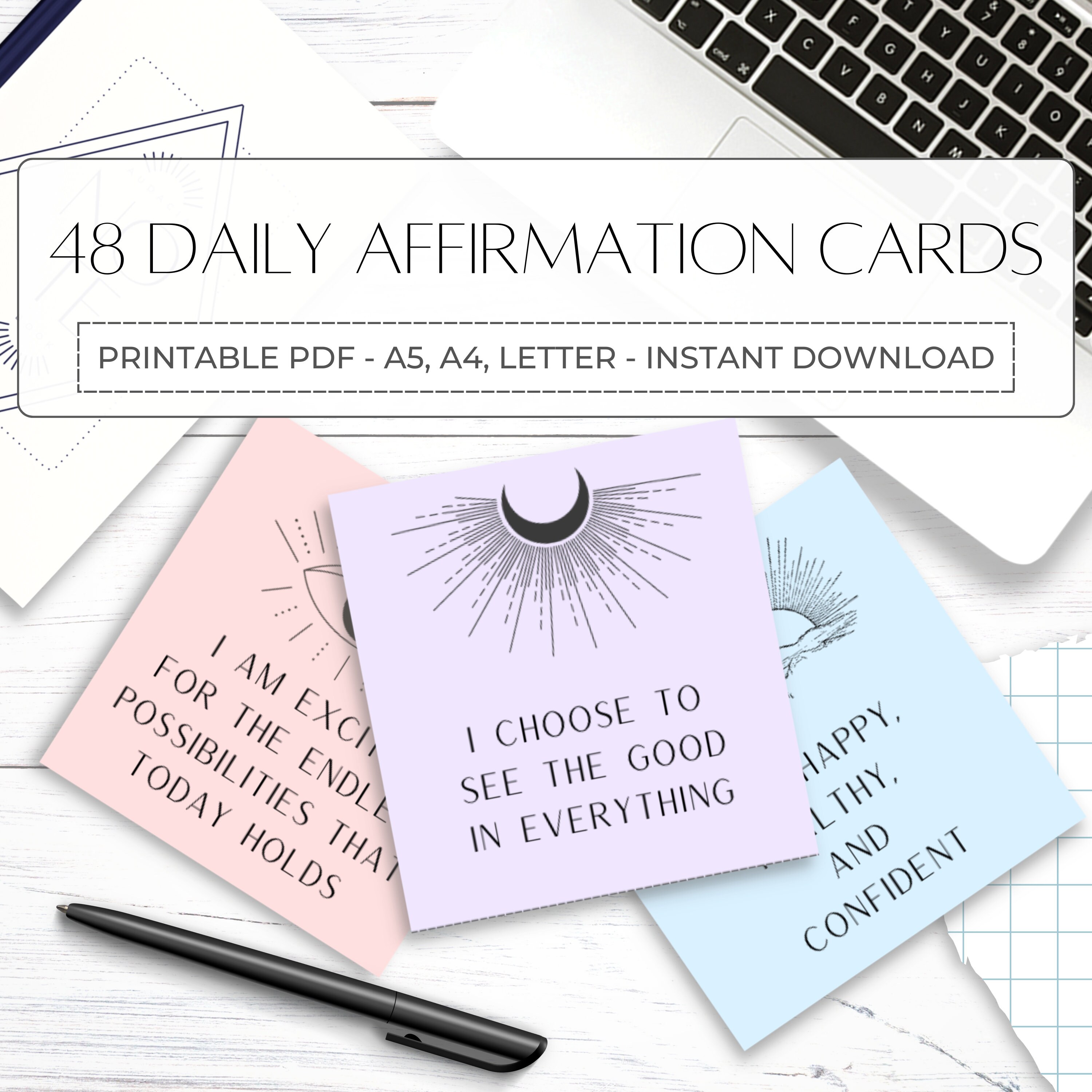 Pastel Goth Print Printable Affirmation Cards Motivational - Etsy