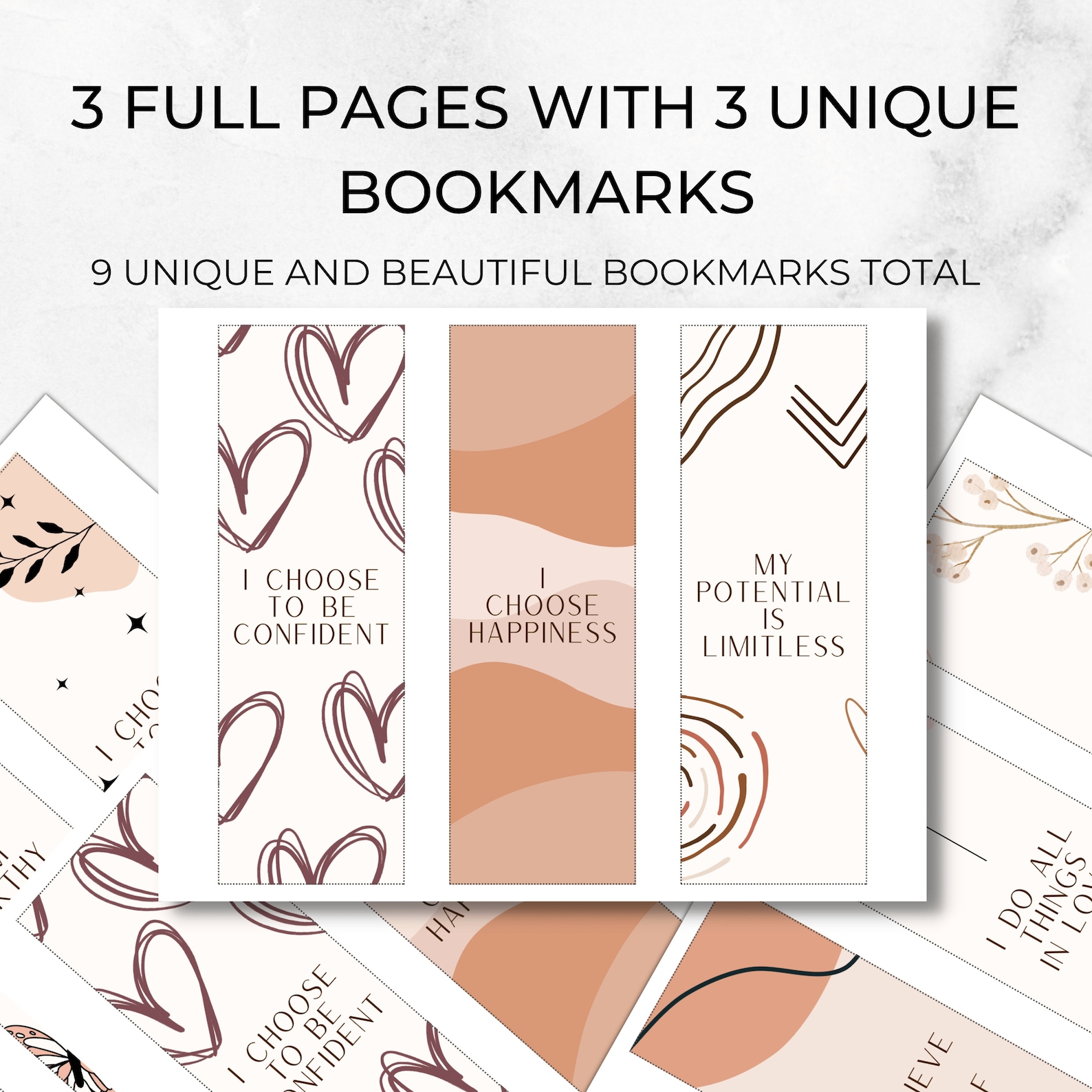 Positive Affirmation Bookmarks: Printable Bookmark Set (digital ...