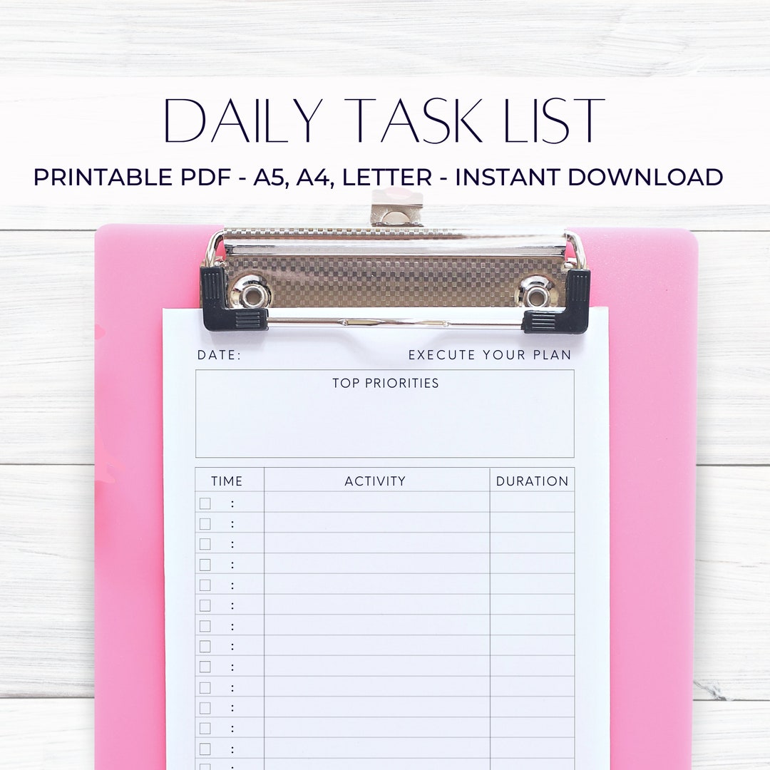 Daily Task List With Time Blocking Template - Etsy