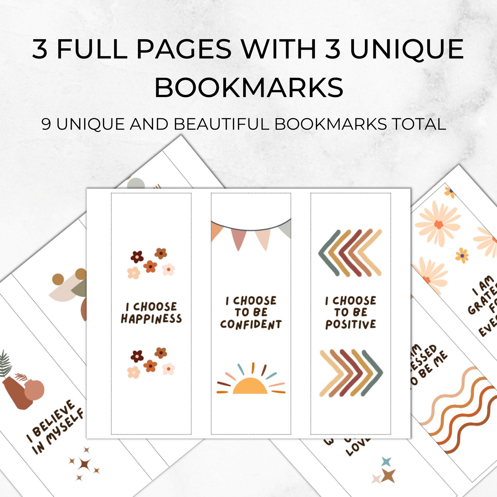 Boho Positive Affirmation Printable Bookmarks | Bookmark Set | Digital ...