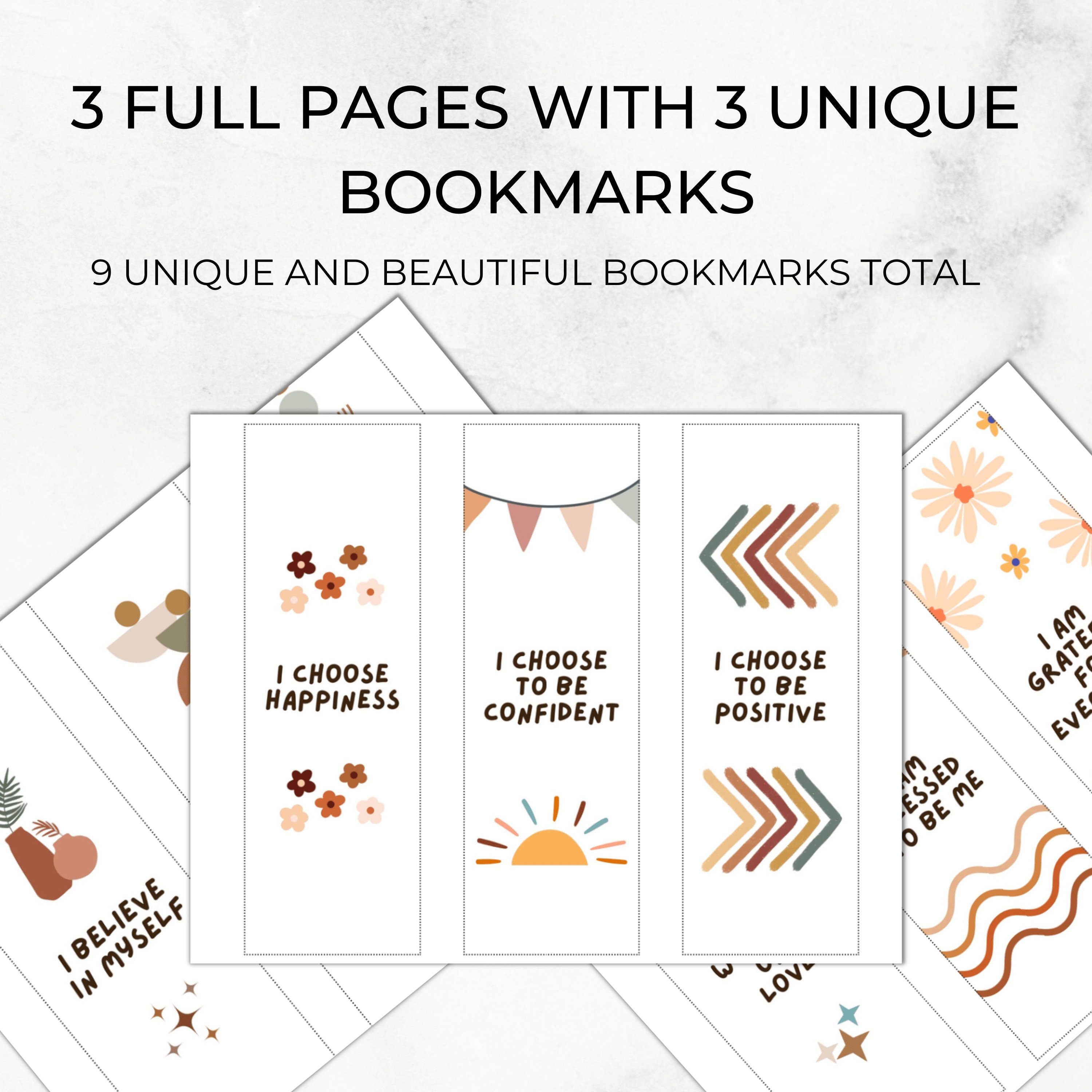 Boho Positive Affirmation Printable Bookmarks | Bookmark Set | Digital ...