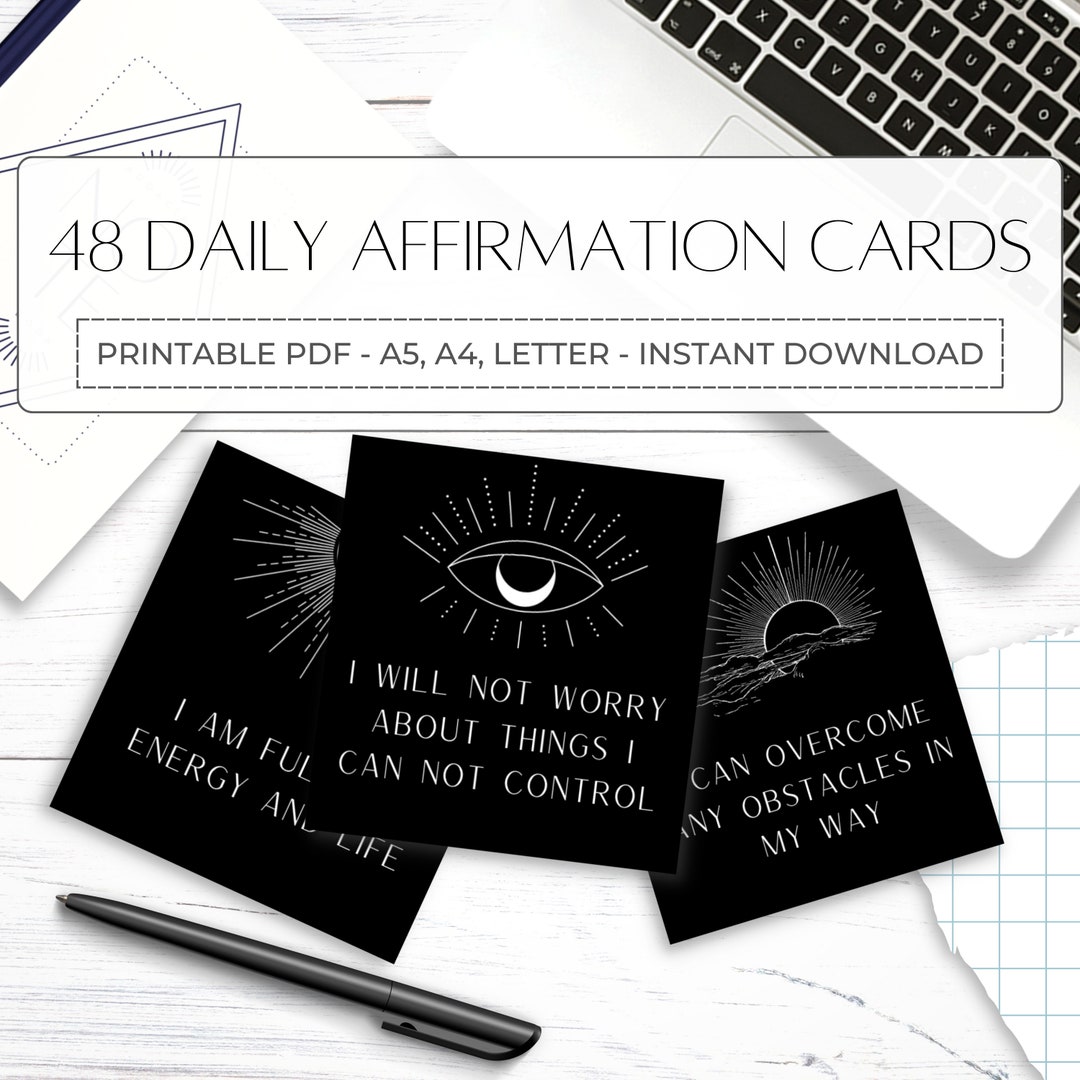 Black Affirmation Cards | Printable Affirmation Cards | Motivational ...