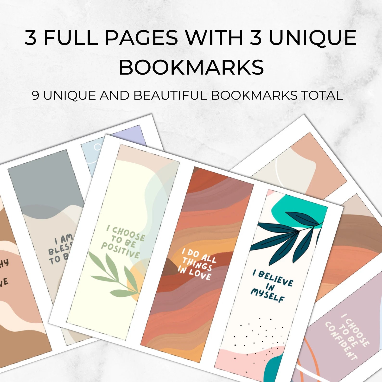 Boho Bookmark Bundle, Pretty Digital Bookmark for Women - Etsy