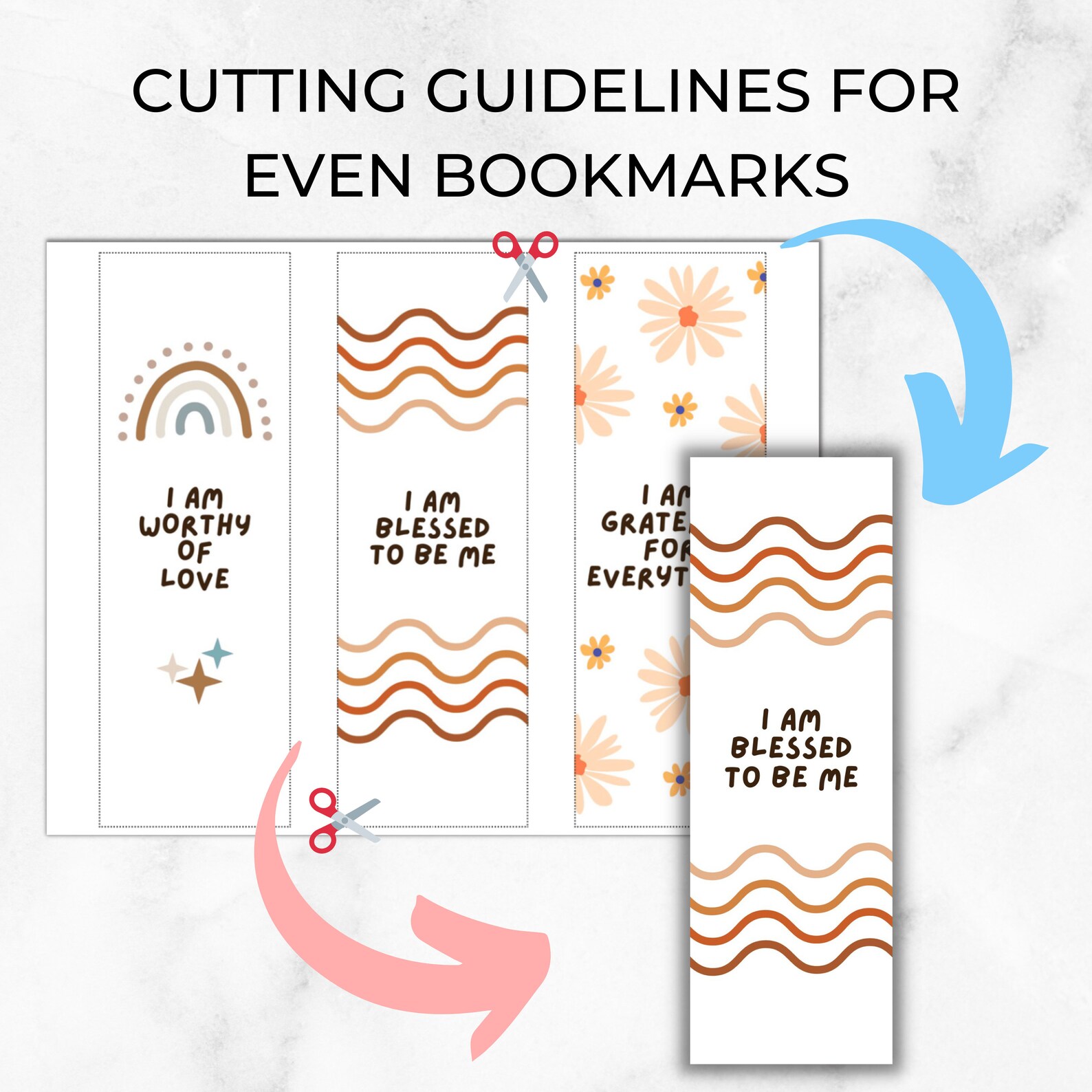 Boho Positive Affirmation Printable Bookmarks | Bookmark Set | Digital ...