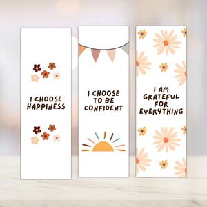 Boho Positive Affirmation Printable Bookmarks | Bookmark Set | Digital ...