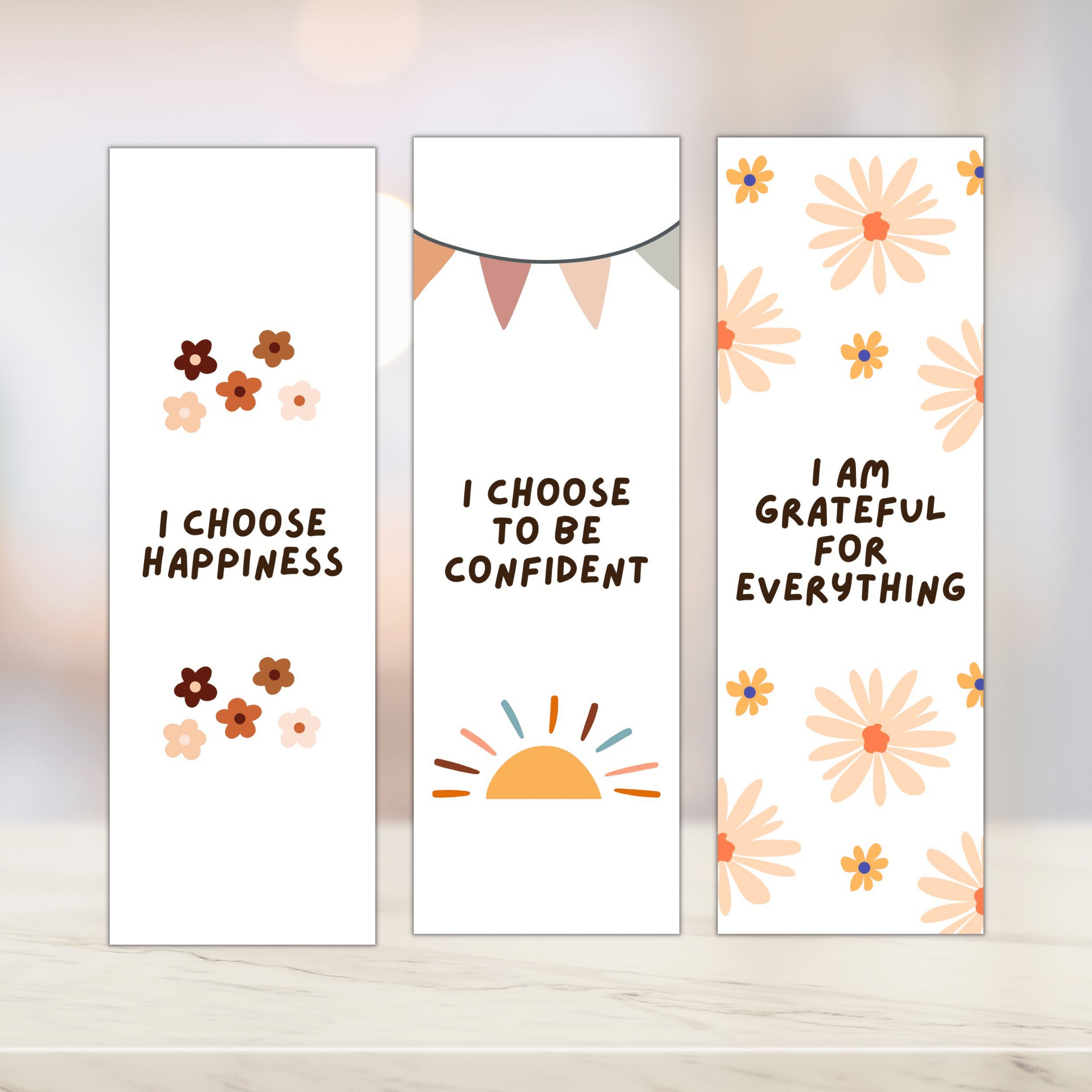 Boho Positive Affirmation Printable Bookmarks | Bookmark Set | Digital ...