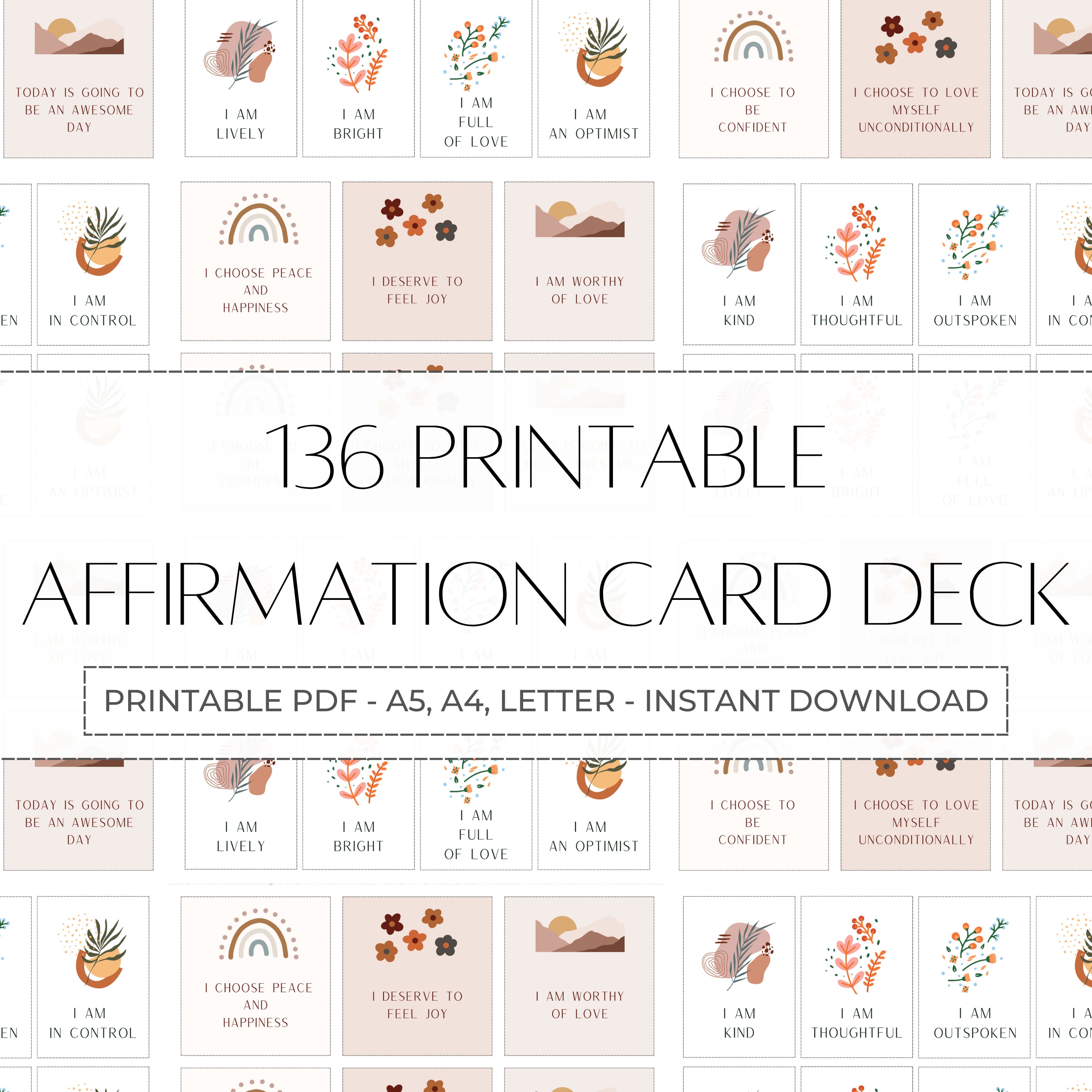 Boho Affirmations Affirmation Card Deck Printable Affirmation Cards Law ...