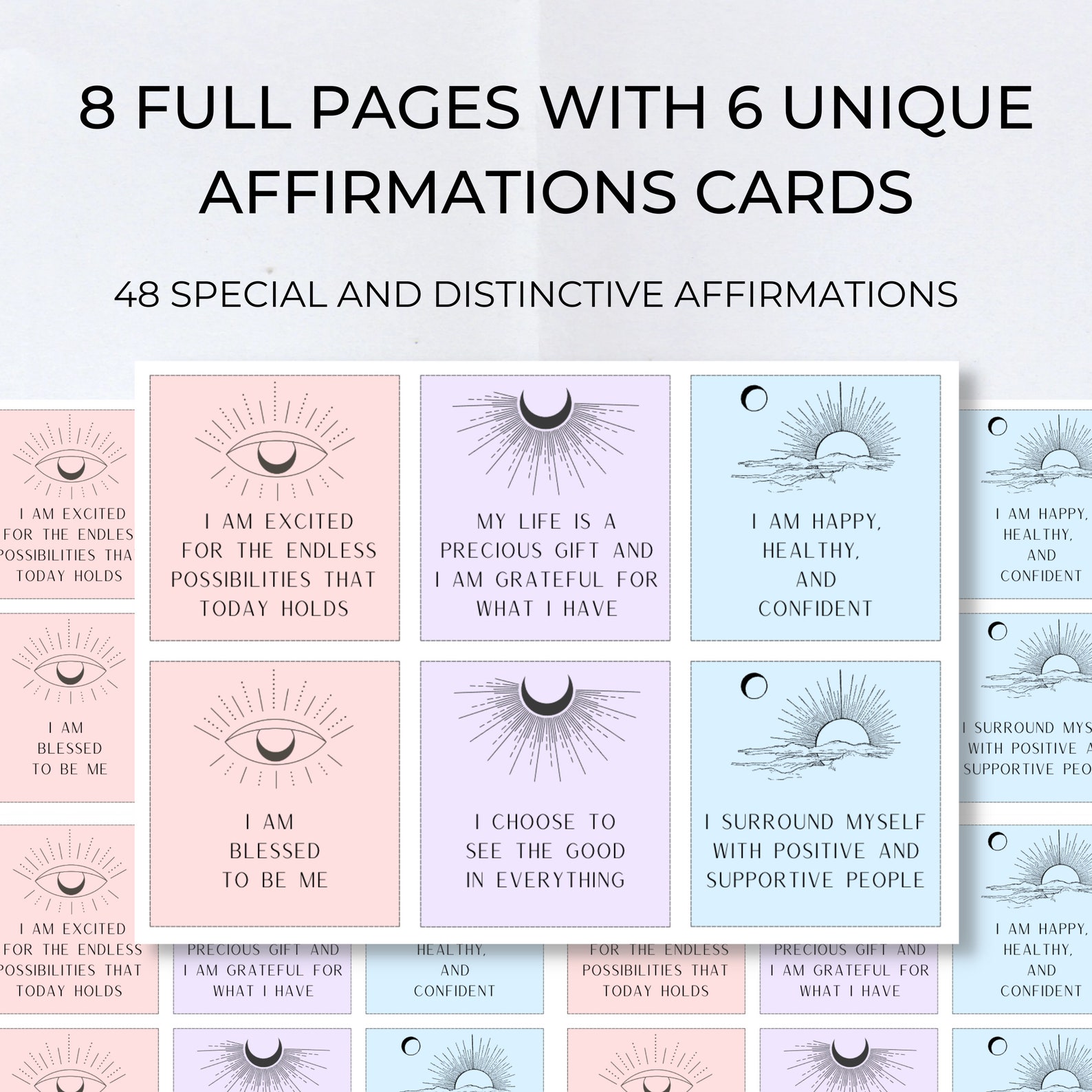 Pastel Goth Print Printable Affirmation Cards Motivational Cards Set ...