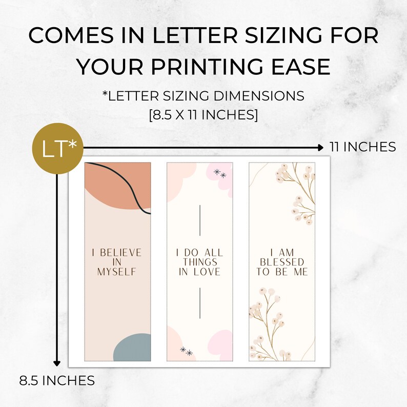 Positive Affirmation Bookmarks: Printable Bookmark Set (digital ...