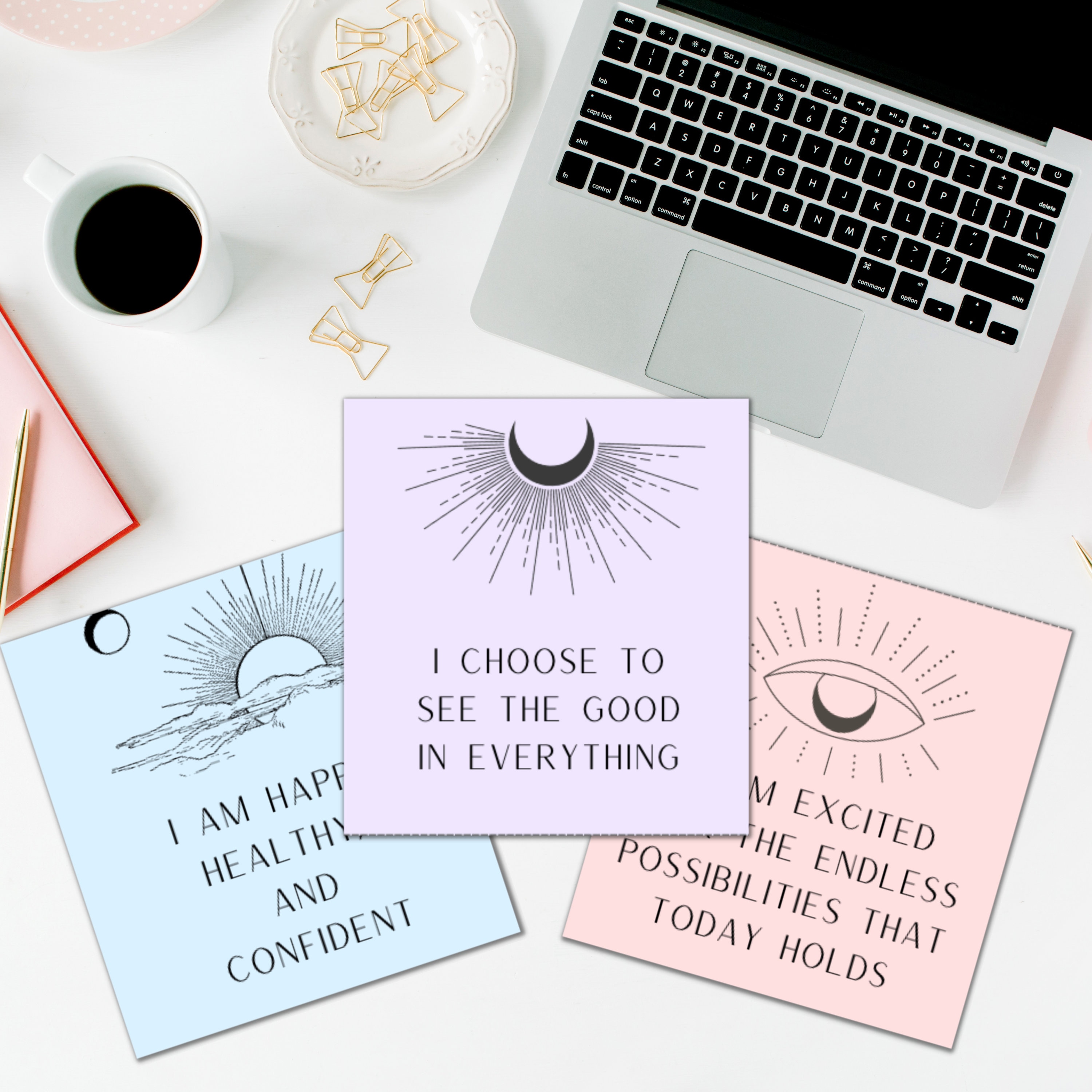 Pastel Goth Print Printable Affirmation Cards Motivational Cards Set ...