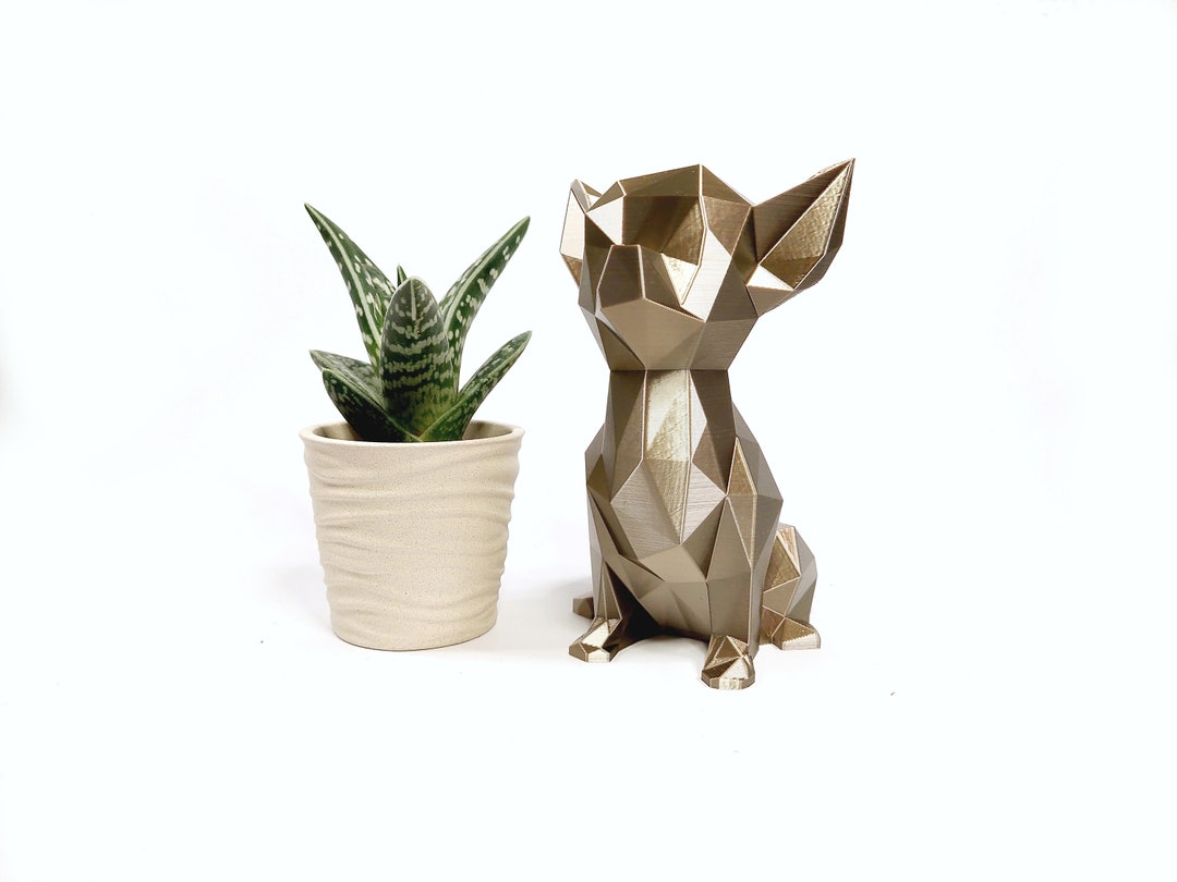 Chihuahua Dog Figure,shiny Gold Low Poly Look, Unique Gift for ...