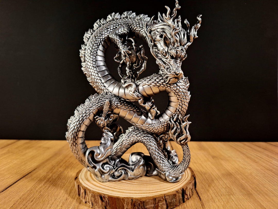 Oriental Dragon - Hand-painted Sculpture | Metallic Look | Home Decor ...
