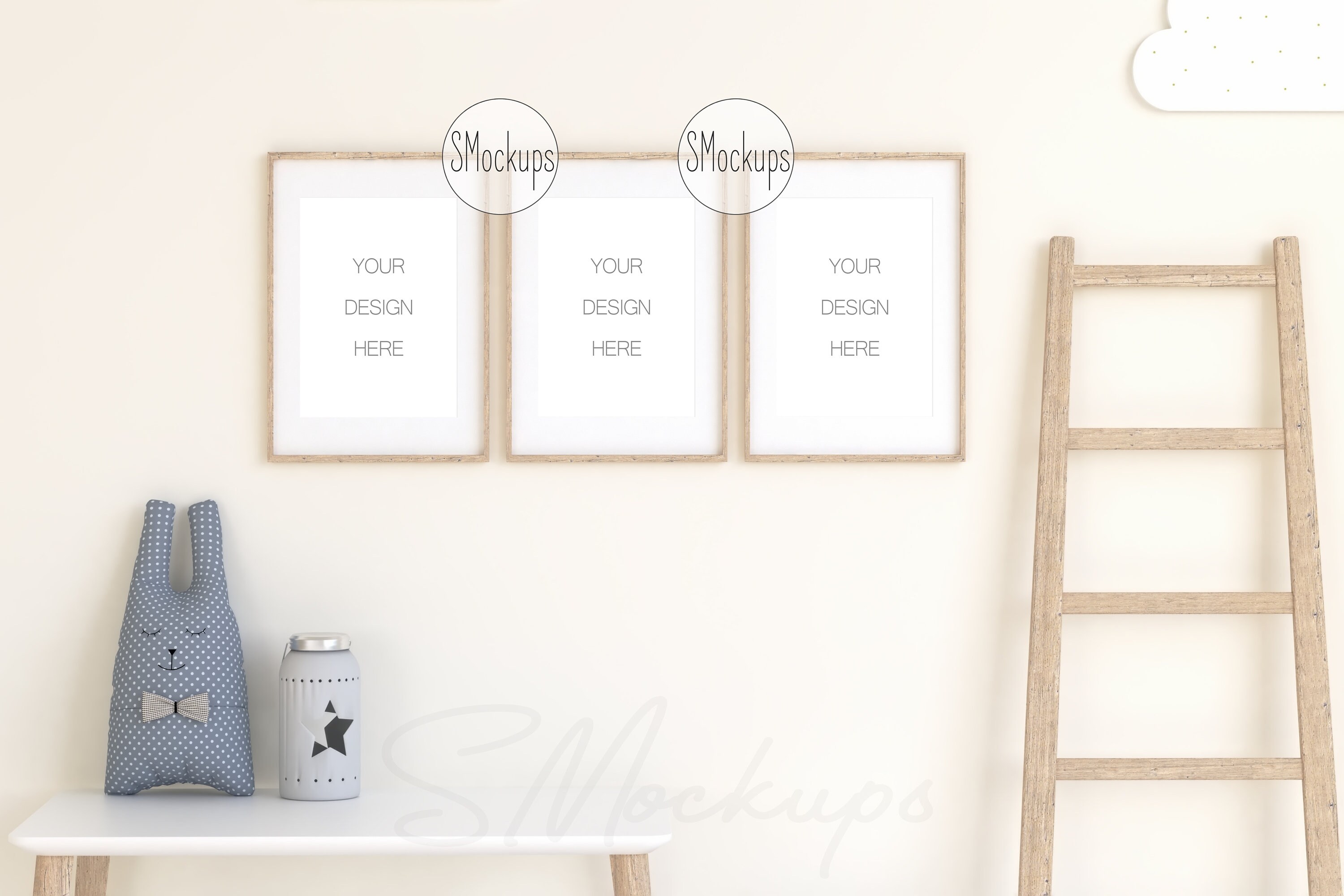 A4 Set of 3 Digital Frames for Kids Room Styled Wooden Frames - Etsy