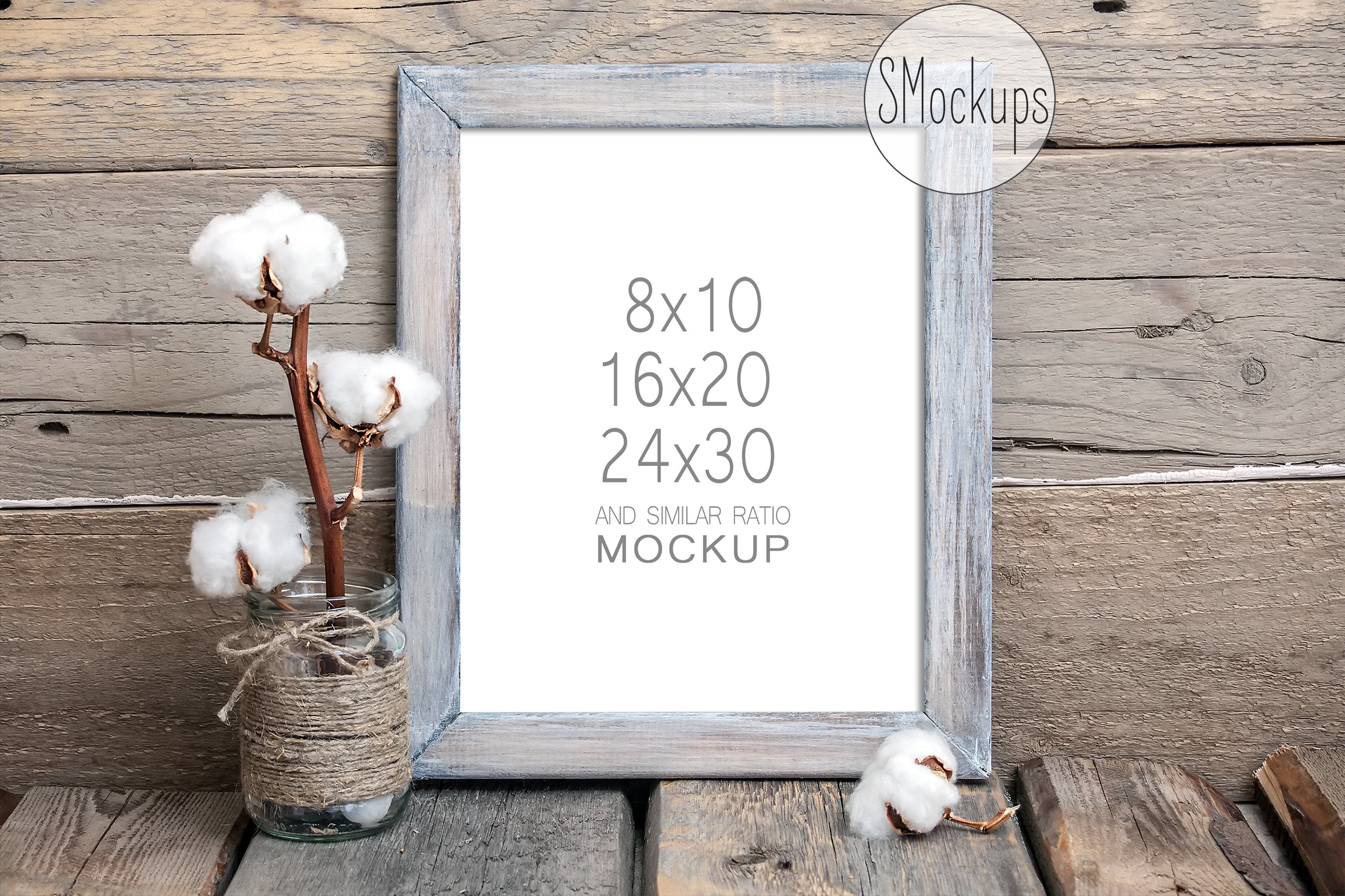 8x10 Rustic Frame Mockup, Rough Wood Frame, 8x10 Portrait Orientation ...