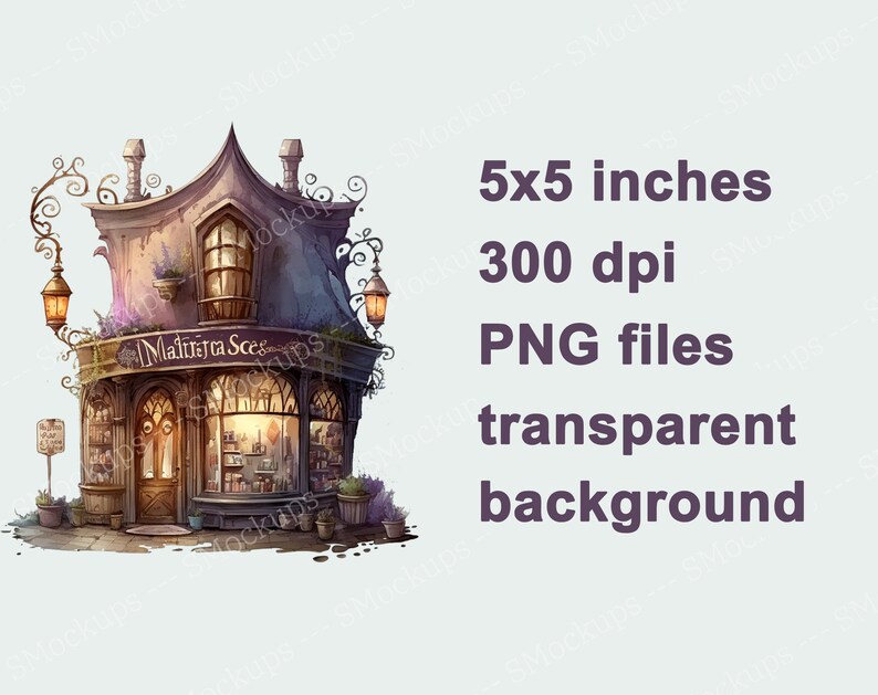 Magic Shop Clipart Witch Shop Watercolor PNG Clipart Bundle - Etsy