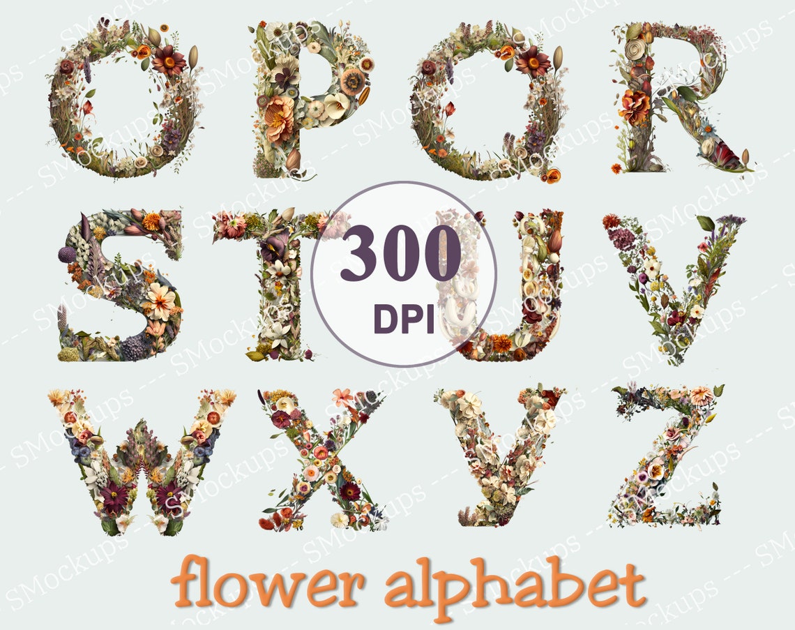 PNG Flower Alphabet, Floral Alphabet Clipart PNG, Abc Png Set, Flower ...