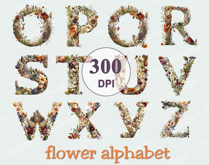 PNG Flower Alphabet, Floral Alphabet Clipart PNG, Abc Png Set, Flower ...