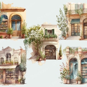 Baroque Bookstore Watercolor Clipart, PNG Clipart, Cozy Store ...
