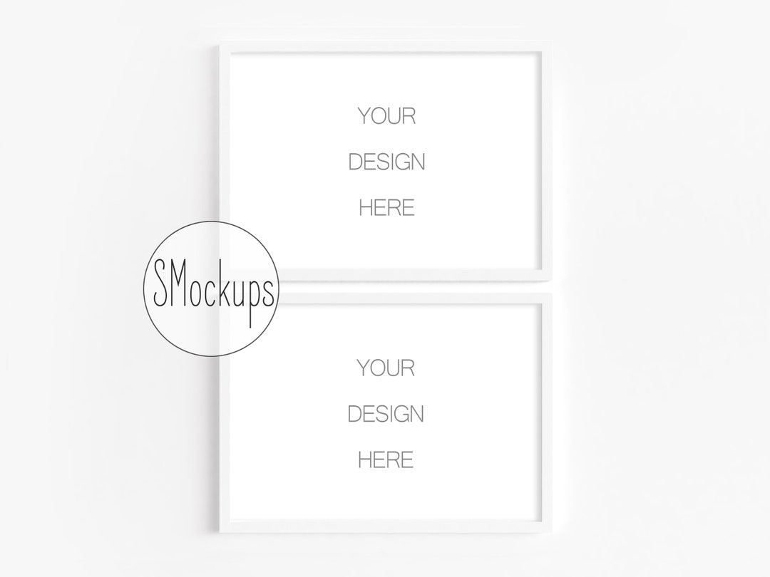 2 Frames Mockup, Horizontal Frame Mockup, Horizontal Mock Up, 2 A4 ...