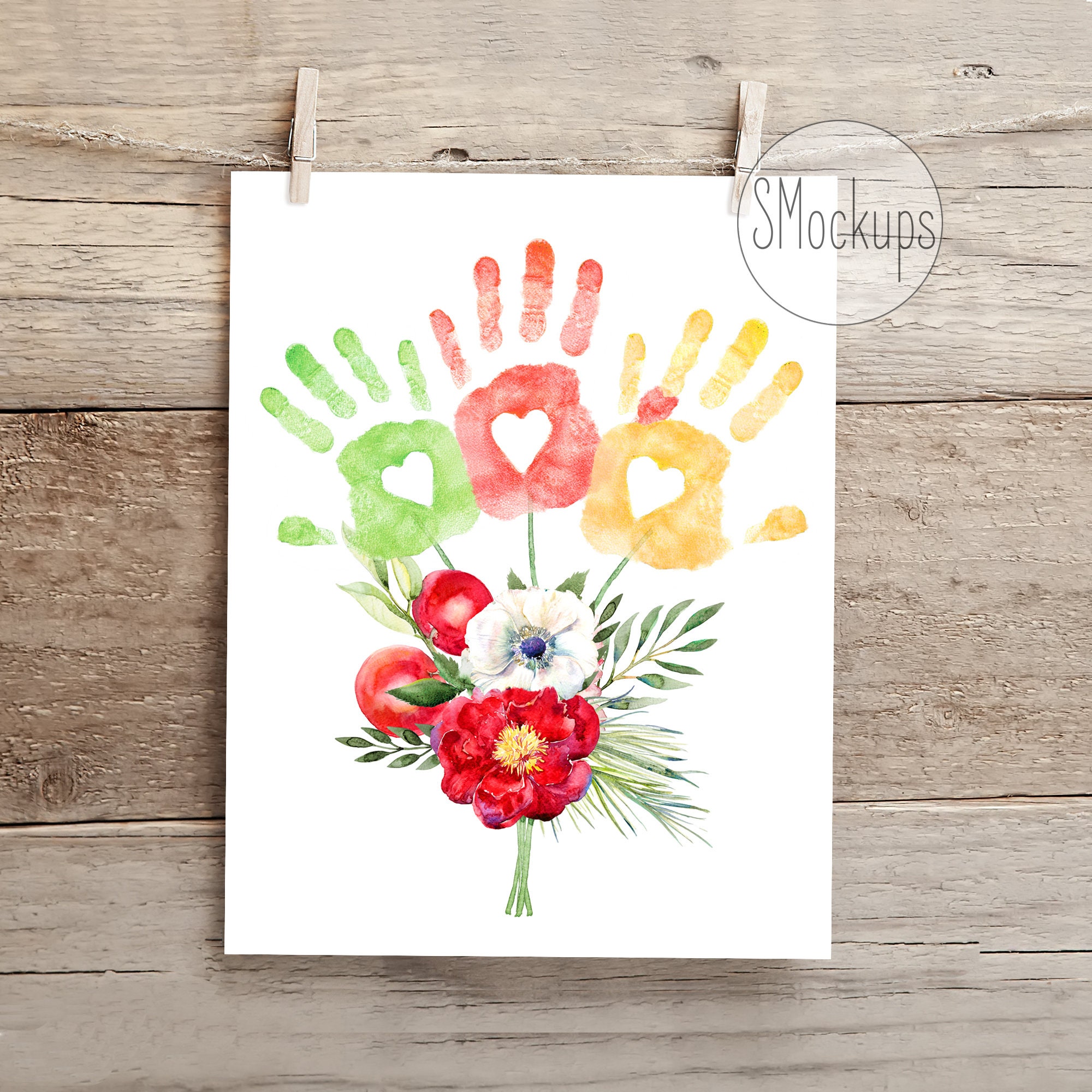 Printable Mothers Day Handprint Art for Mom, Preschool Mothers Day Gift ...