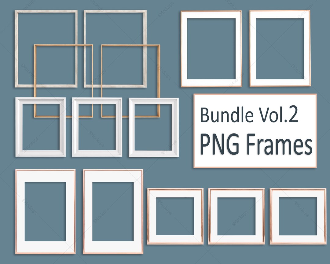 PNG Digital Frame Bundle, 6 PNG Frames With a Transparent Background ...