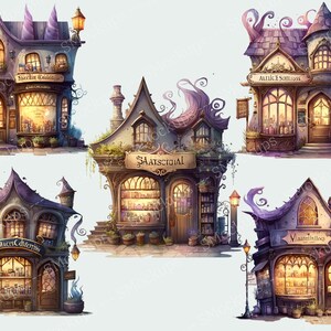 Magic Shop Clipart, Witch Shop Watercolor PNG Clipart Bundle, Cozy ...