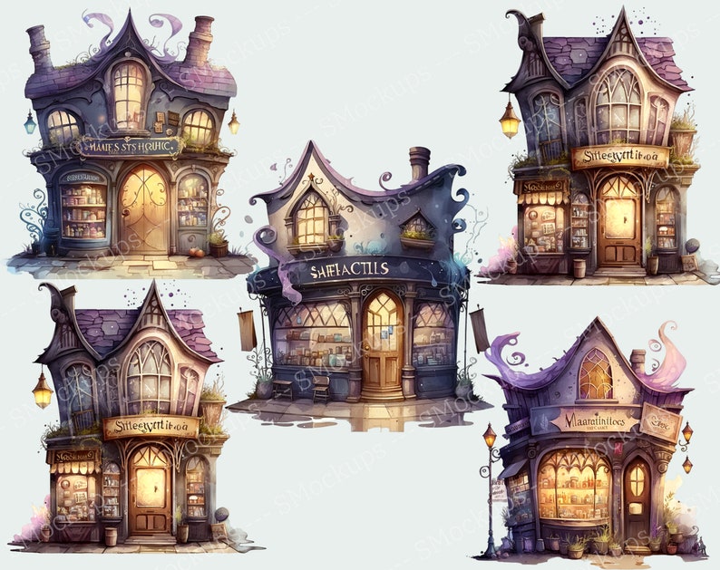 Magic Shop Clipart Witch Shop Watercolor PNG Clipart Bundle - Etsy