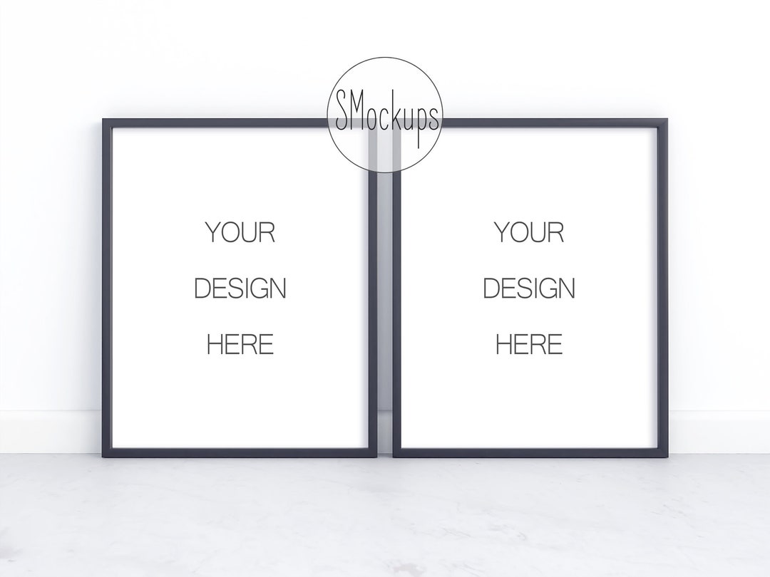 2 Frames Mockup, 8x10 Frame Mockup, Digital Set of 2 Black Frame Mockup ...