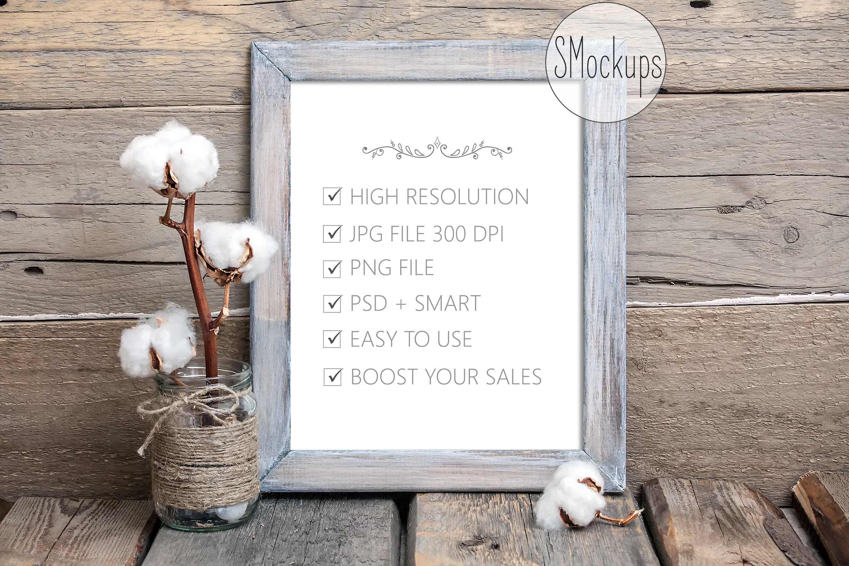 8x10 Rustic Frame Mockup, Rough Wood Frame, 8x10 Portrait Orientation ...