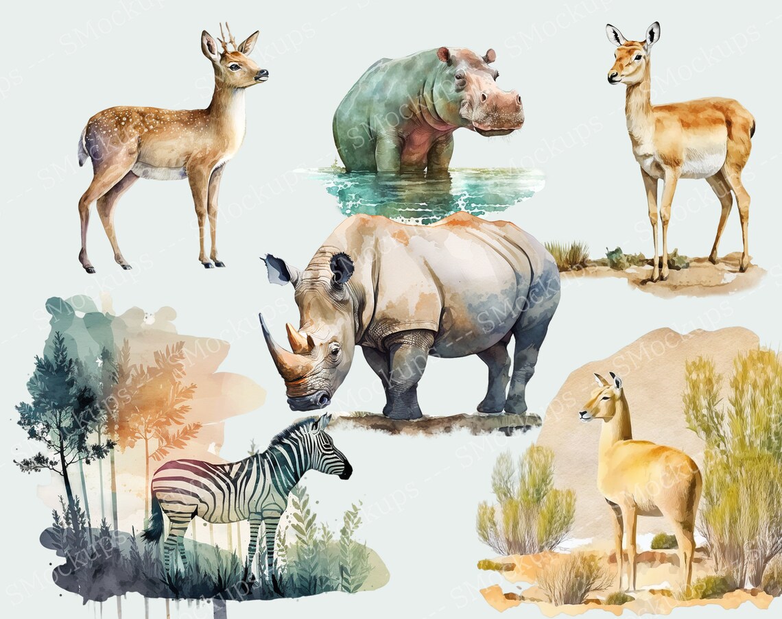 African Herbivores Animals Png Clipart Bundle (Instant Download) - Etsy