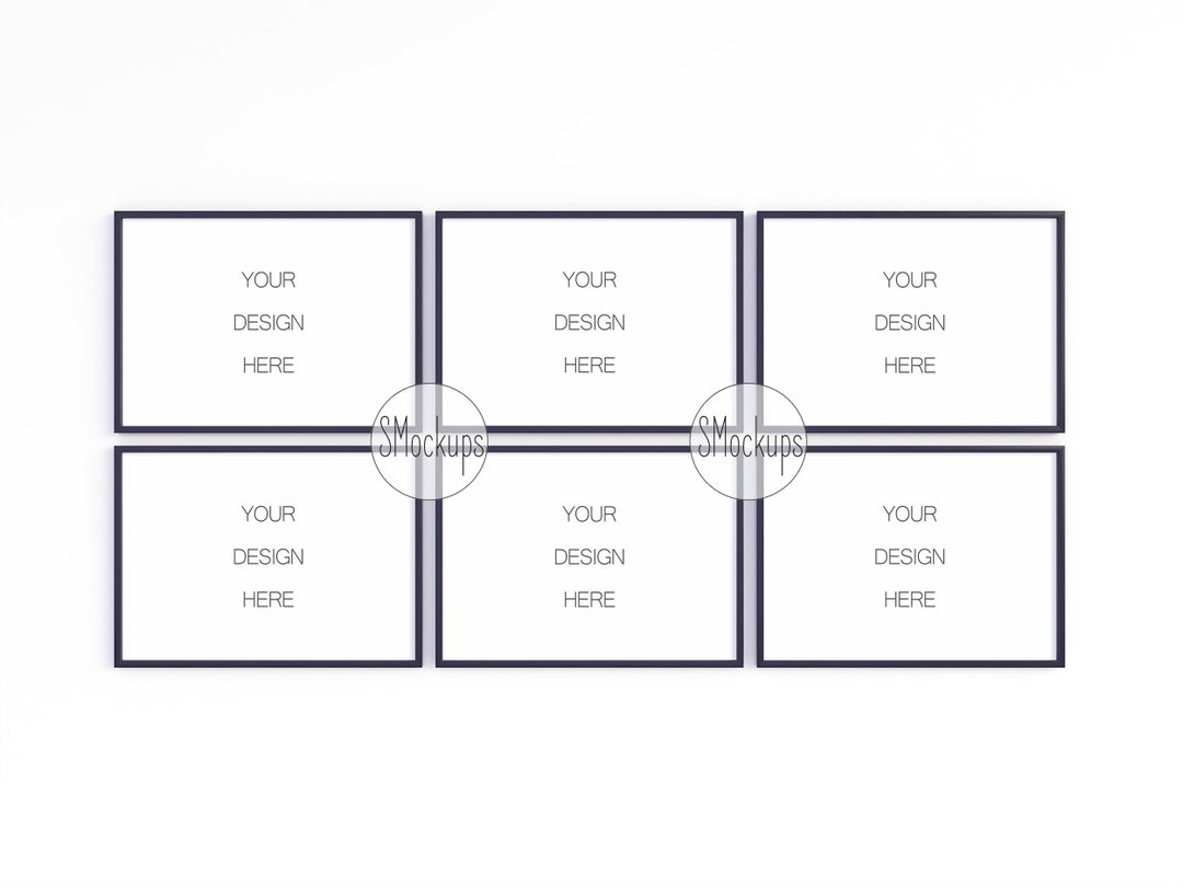6 Frame Mockup, Horizontal Mock Up, A4 Frame Mockup, Digital Black ...