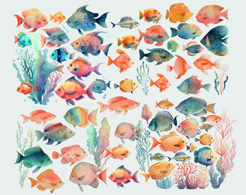 Coral Reef Fish PNG Clipart Bundle, Tropical Sea Inhabitants ...