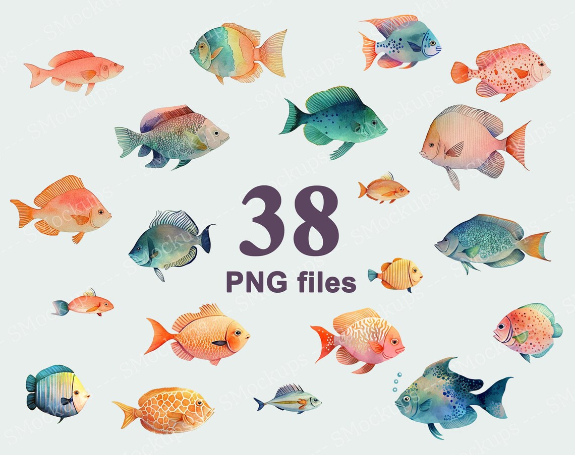 Coral Reef Fish PNG Clipart Bundle, Tropical Sea Inhabitants ...