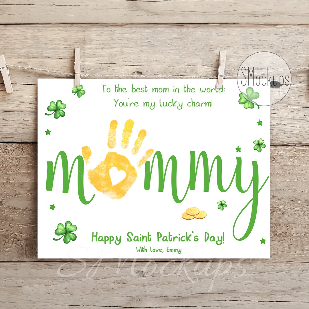 St Patricks Day Handprint for Mom Printable Gift Ideas Preschool Crafts ...