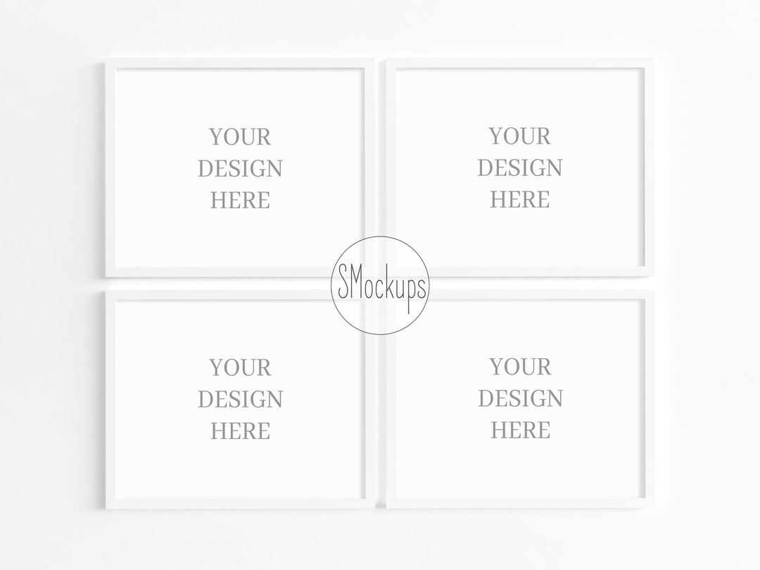 4 Frames Mockup, 8x10 Frame Mockup, Horizontal Mock Up, Digital White ...