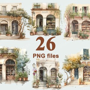 Baroque Bookstore Watercolor Clipart, PNG Clipart, Cozy Store ...