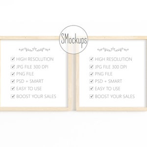 2 Square Frames Mockup, Poster Mockup, Wood Frame Mock Up, Mockup Frame ...