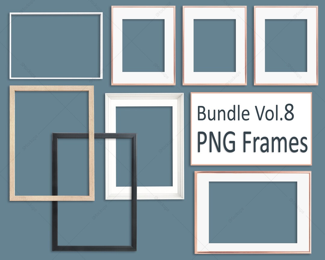 PNG Digital Frame Set, 6 PNG Files a Transparent Background for Your ...