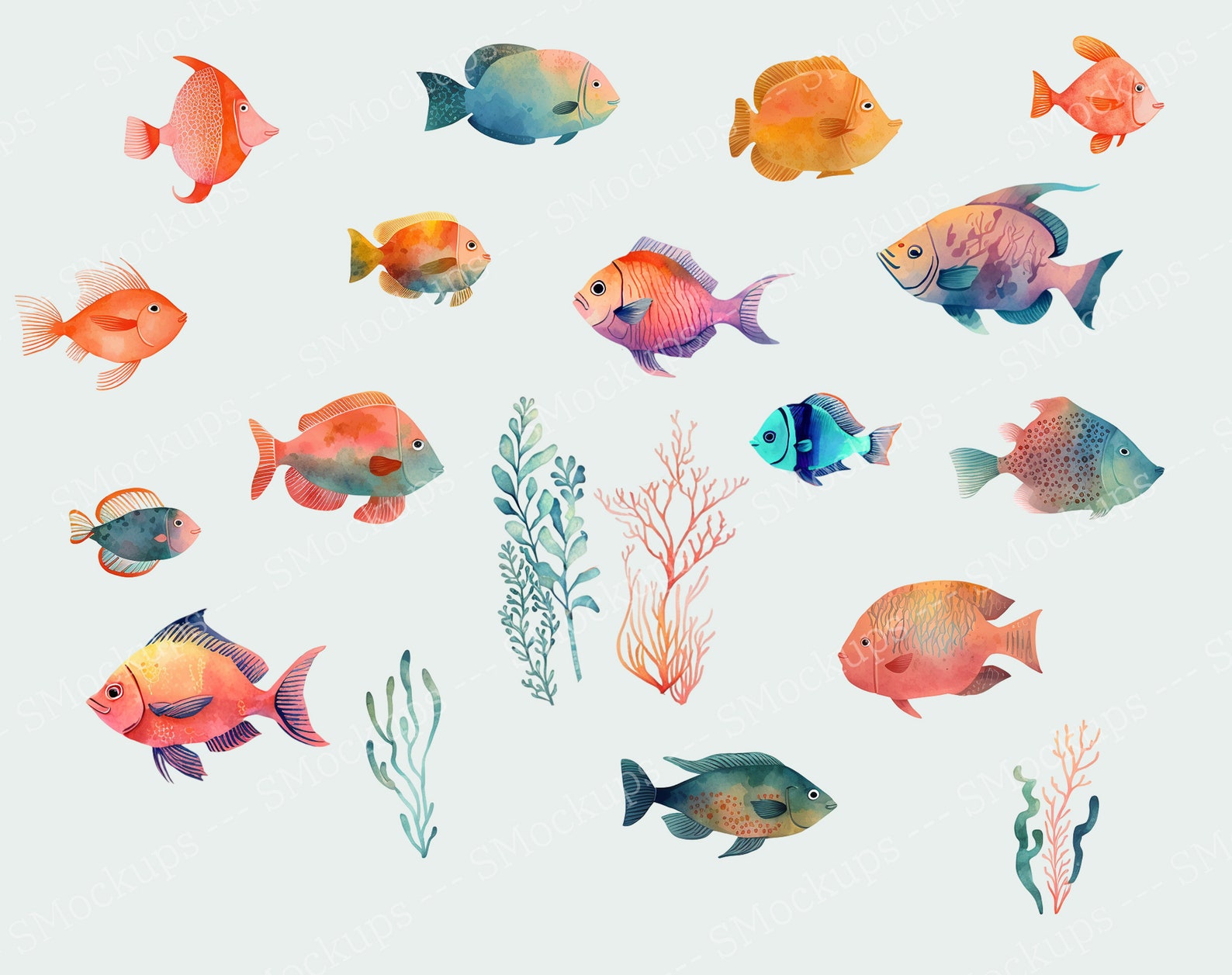 Coral Reef Fish PNG Clipart Bundle, Tropical Sea Inhabitants ...