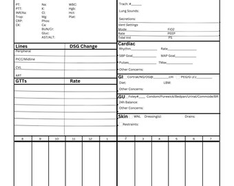 Nursing Report Sheet CRRT Tablo Assessment Cheat Sheet - Etsy