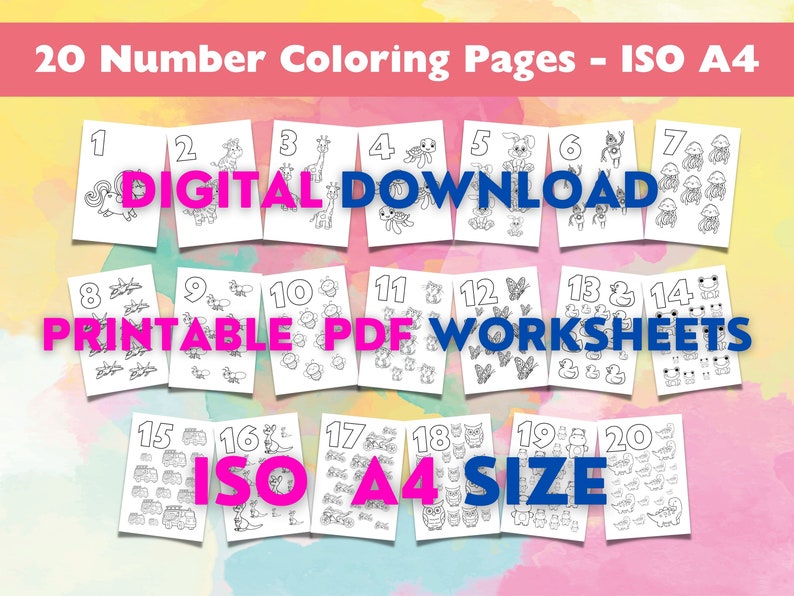 51 Alphabet & Number Coloring Pages, Format ISO A4, Coloring Page ...